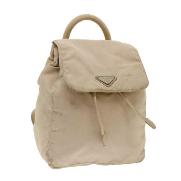 Prada | Bags | Prada Backpack Nylon Beige Auth 48226 | Poshmark